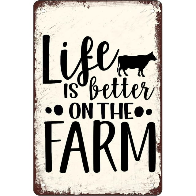 Tin Sign 8x12 Inch Life Is Better On The Farm With Cow Tin Sign Farm ...
