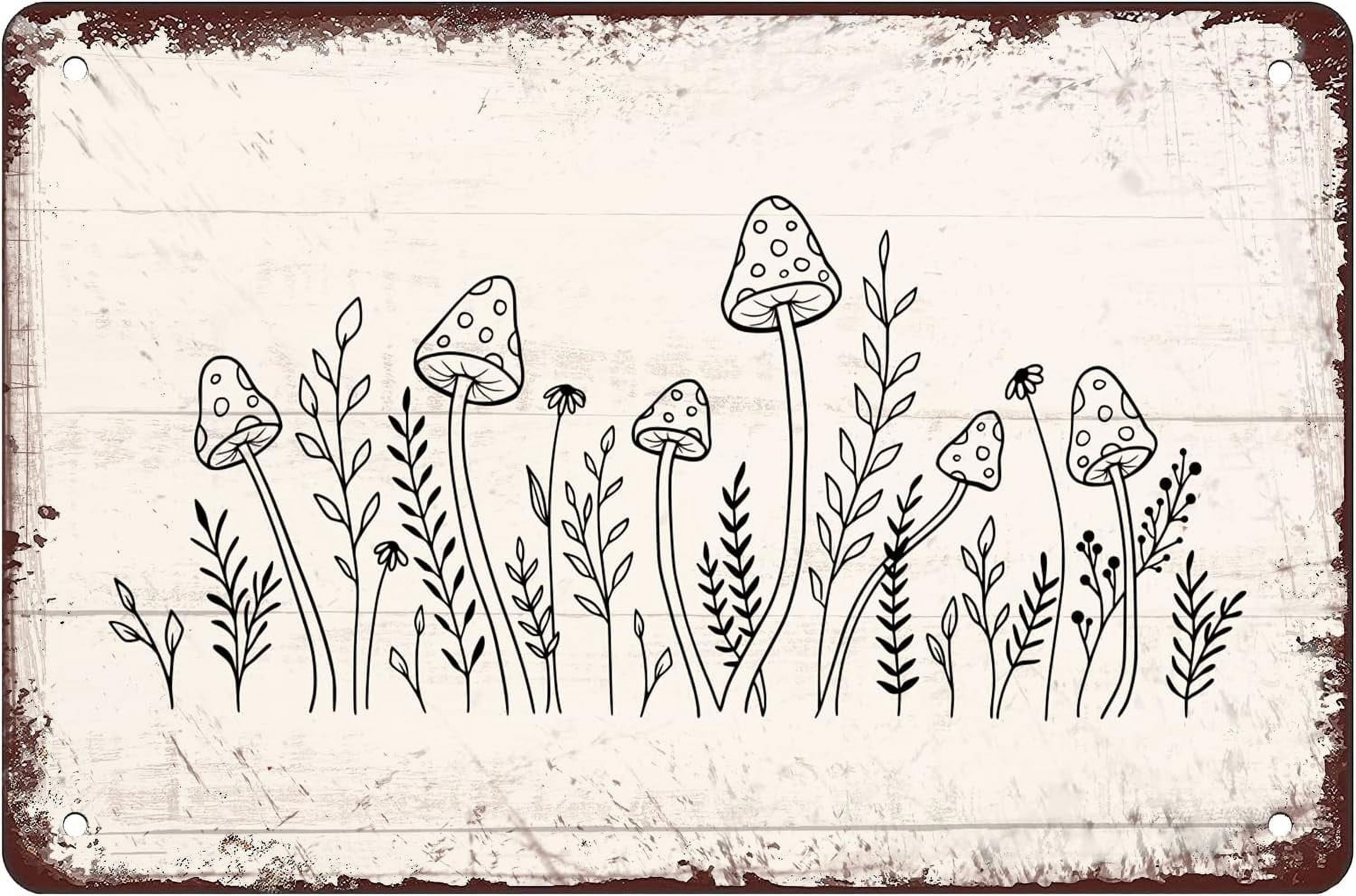 Tin Sign 8x12 Inch Magic Mushroom Wall Decor Vintage Mushroom Wall Art ...