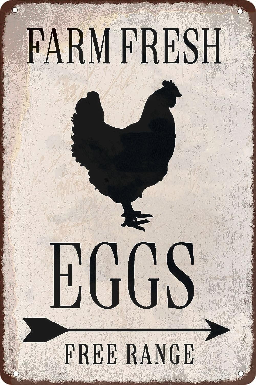 Tin Sign 8x12 Inch Man Cave Decor Farm Fresh Eggs Free Range Chicken ...