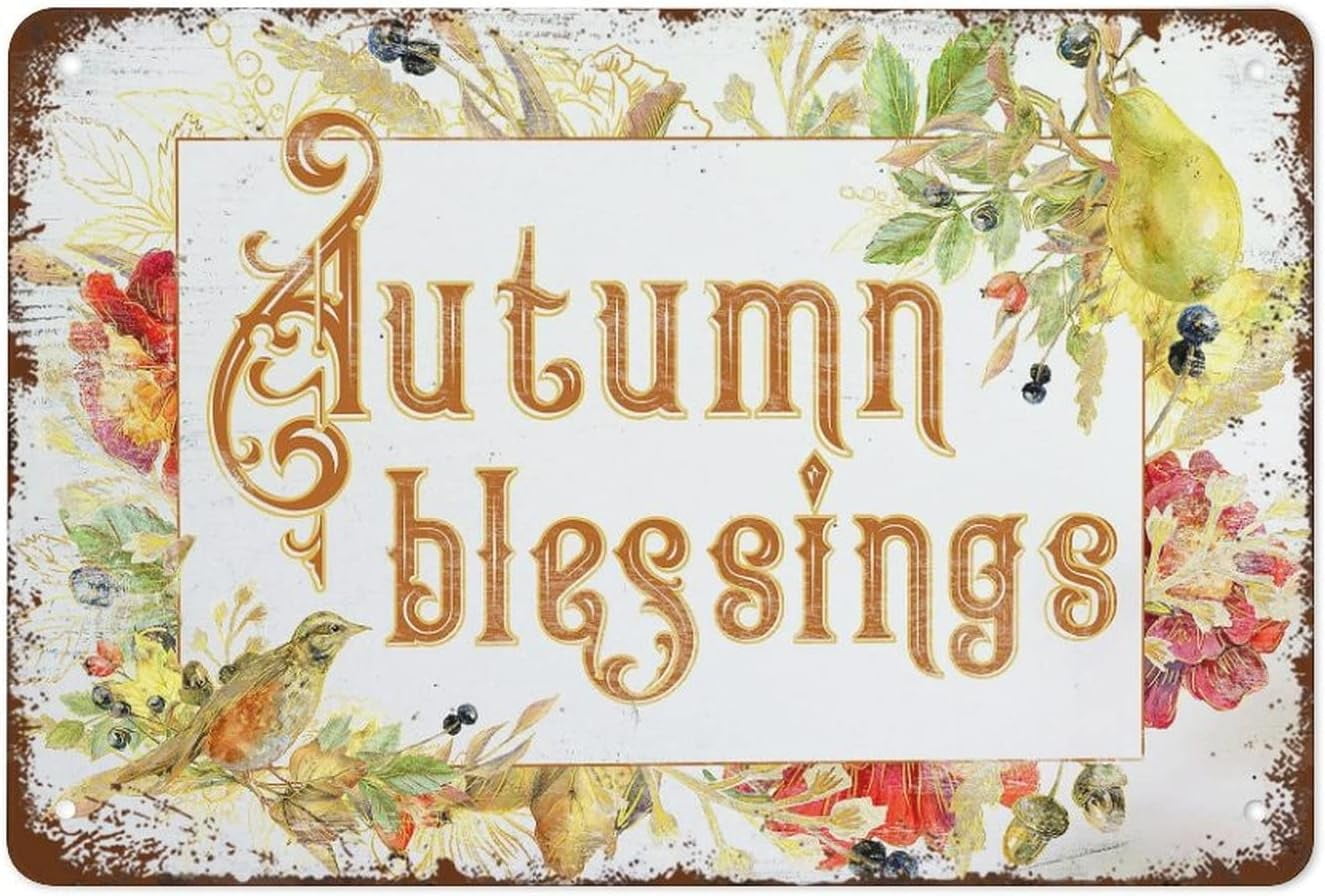 Tin Sign 8x12 Inch Metal Tin Sign Vintage Metal Signs Autumn Blessings ...
