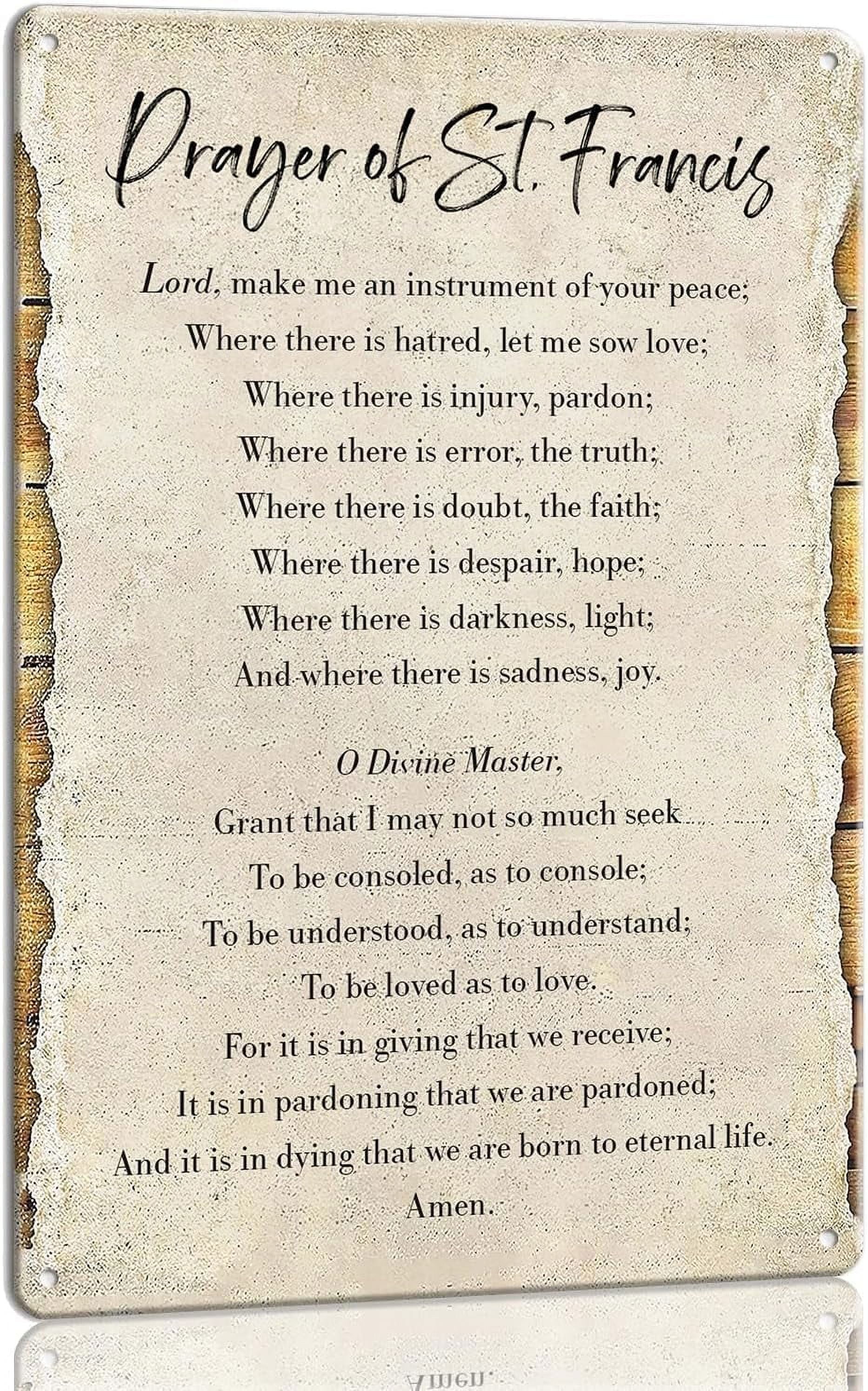 Tin Sign 8x12 Inch Prayer Of St Francis Wall Art Metal Sign Christian ...