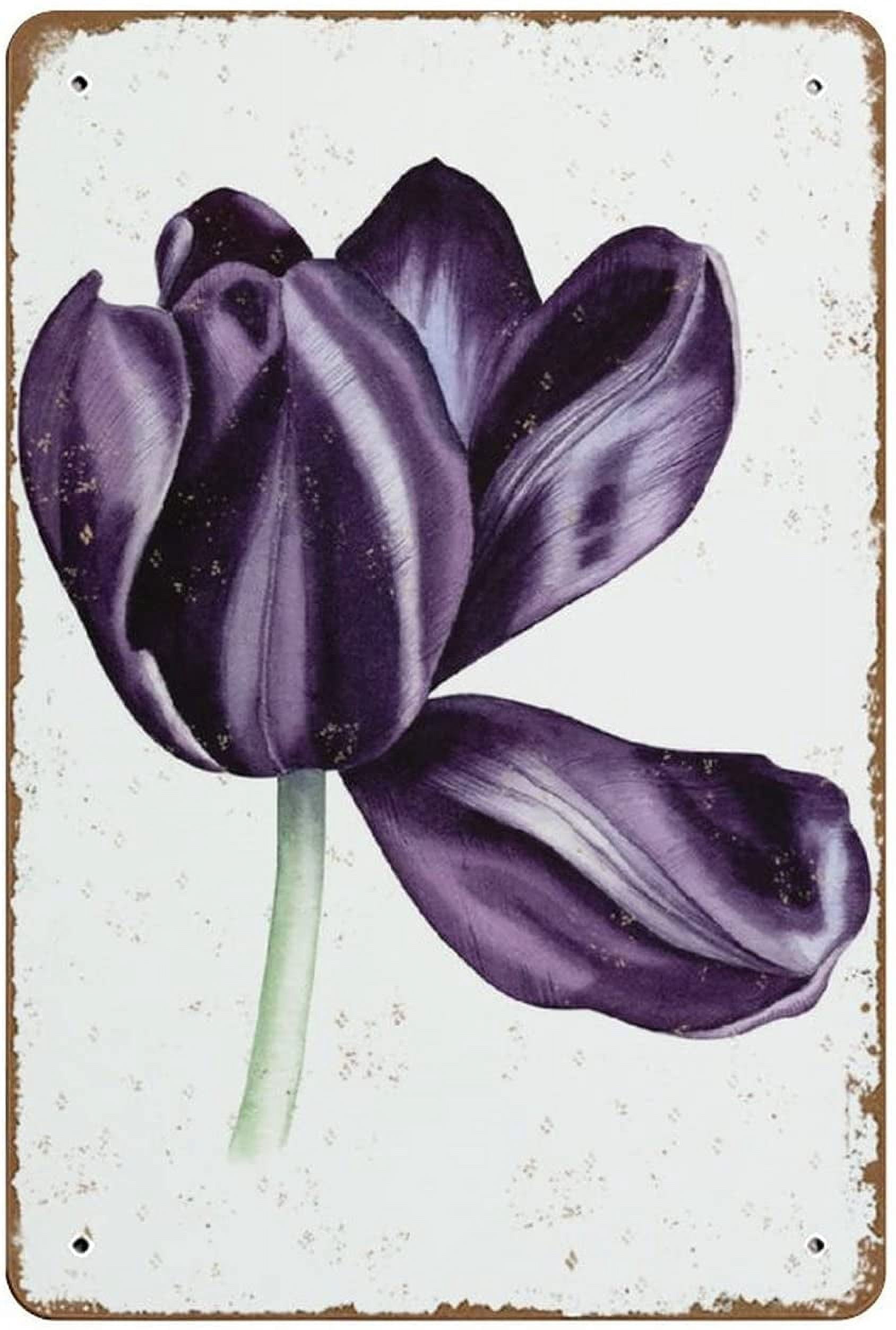 Tin Sign 8x12 Inch Realistic Tulip Flower Printable Wall Art Watercolor ...