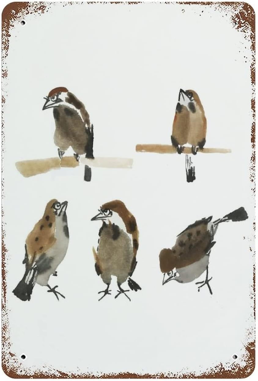 Tin Sign 8x12 Inch Sparrow House Sparrow Bird Vintage Metal Plaque Sign ...