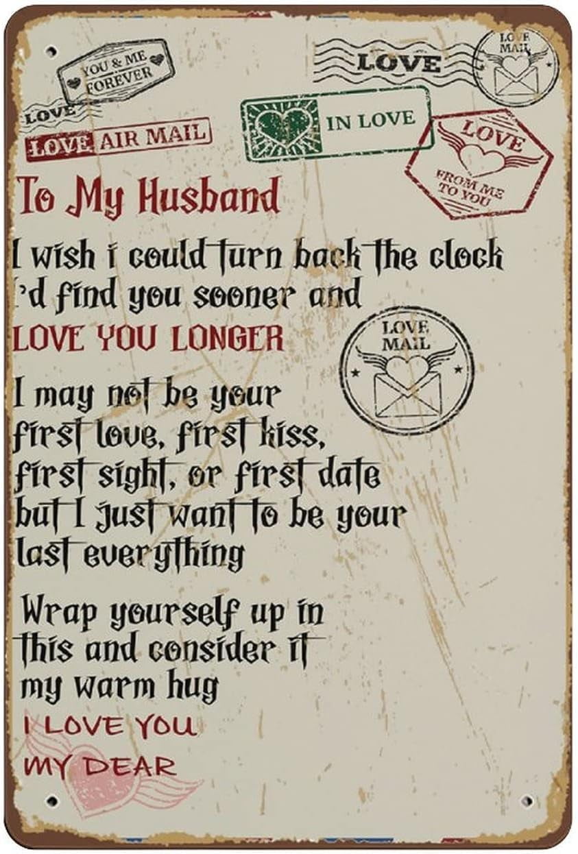 Tin Sign 8x12 Inch To My HusbFrom Wife I Wish I Could Turn Back The ...