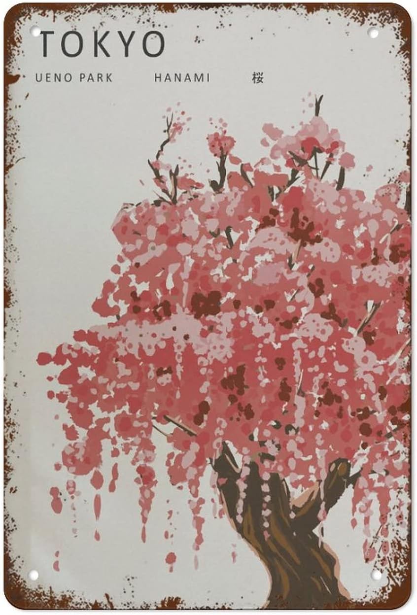 Tin Sign 8x12 Inch Tokyo Japanese Cherry Blossom Metal Tin Sign ...