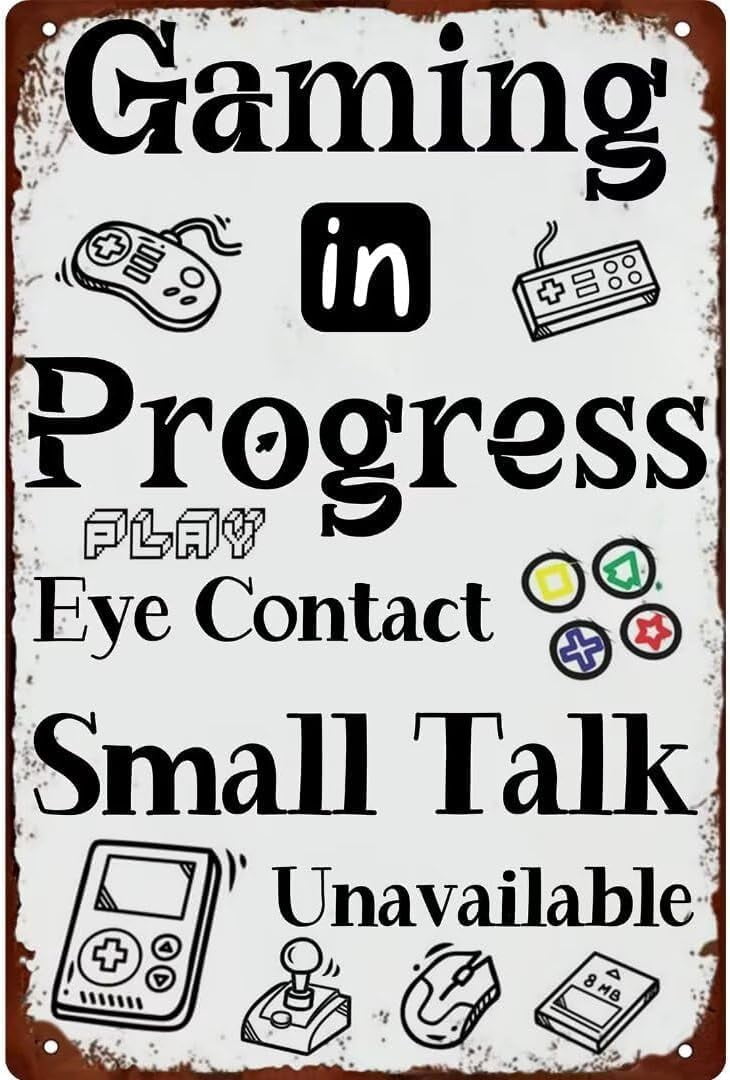 Tin Sign 8x12 Inch Vintage Game Metal Tin Sign Gaming Room Wall Decor ...
