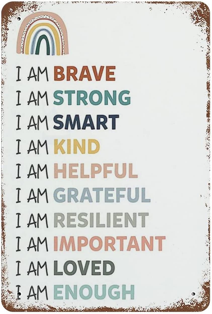 Tin Sign 8x12 Inch Vintage Metal Tin Sign Positive Affirmations Kids ...