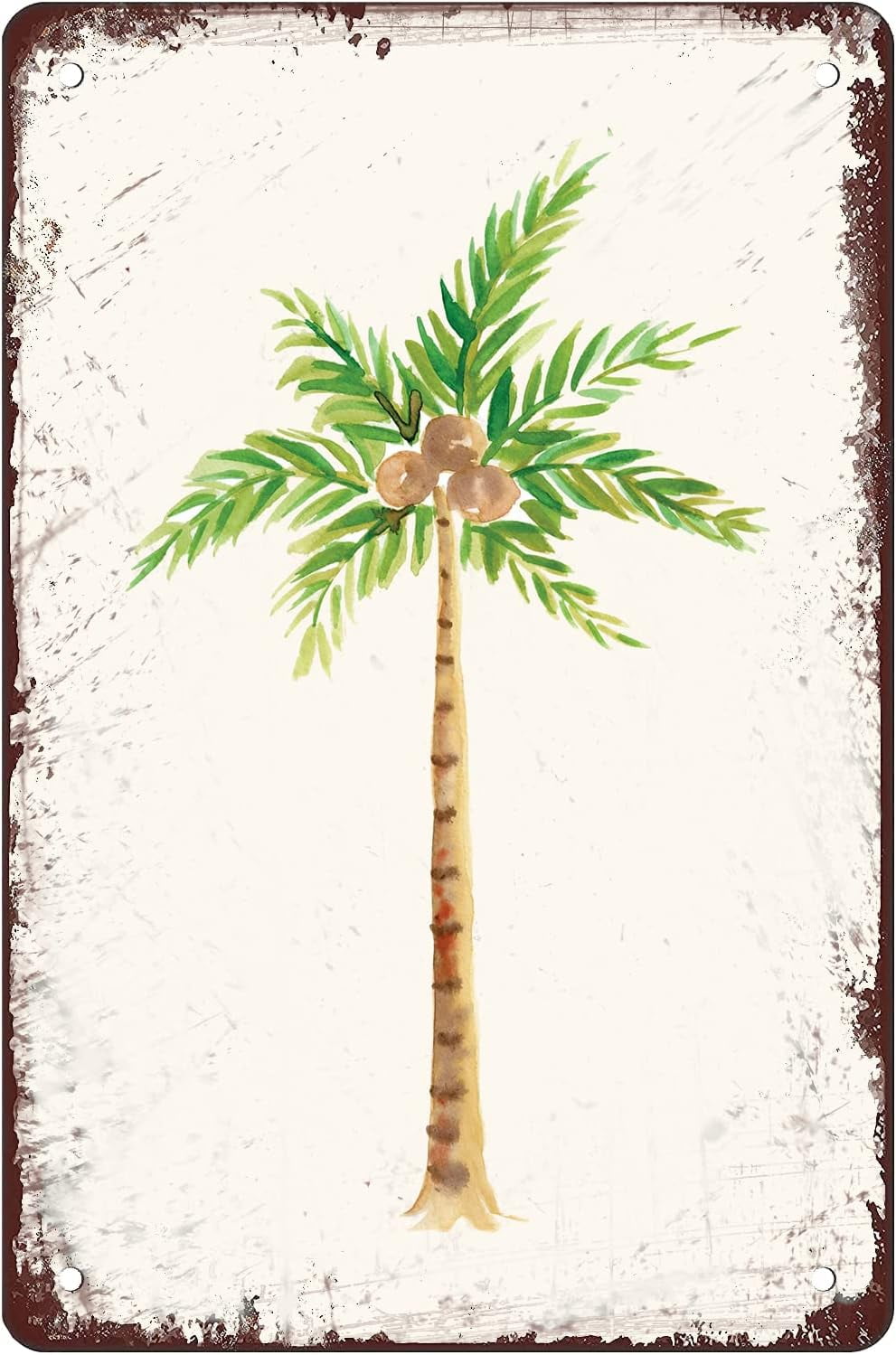 Tin Sign 8x12 Inch Watercolor Coconut Palm Tree Art Coconut Tree Print ...