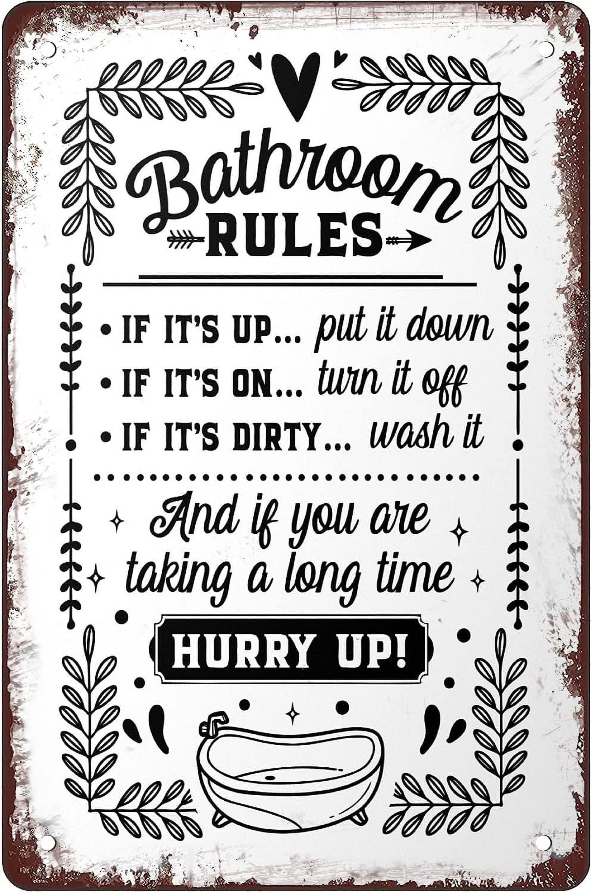 Tin Sign 8x5.5 Inch Bathroom Prints Bathroom Rules Toilet Rules ...