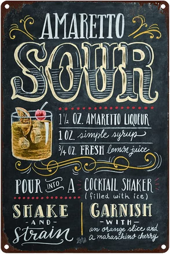 Tin Sign 8x5.5 Inch Cocktail Metal Sign Vintage Cocktail Metal Tin Sign ...