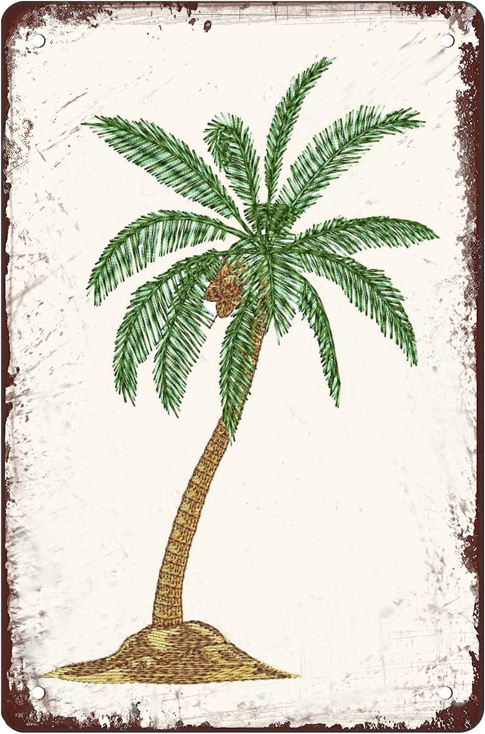 Tin Sign 8x5.5 Inch Coconut Palm Tree Vintage Tin Signs Beach Decor ...