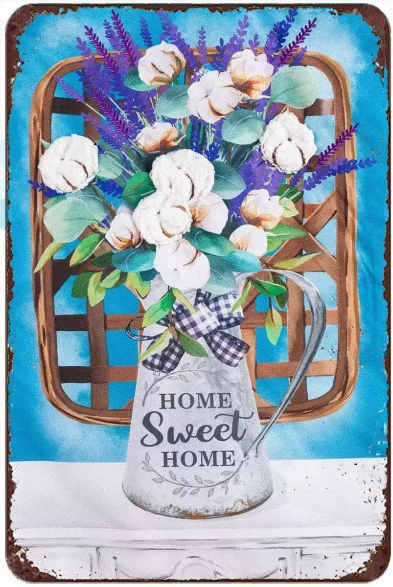 Tin Sign 8x5.5 Inch Cotton Bouquet Antique Tin Sign Rustic Wall Decor ...