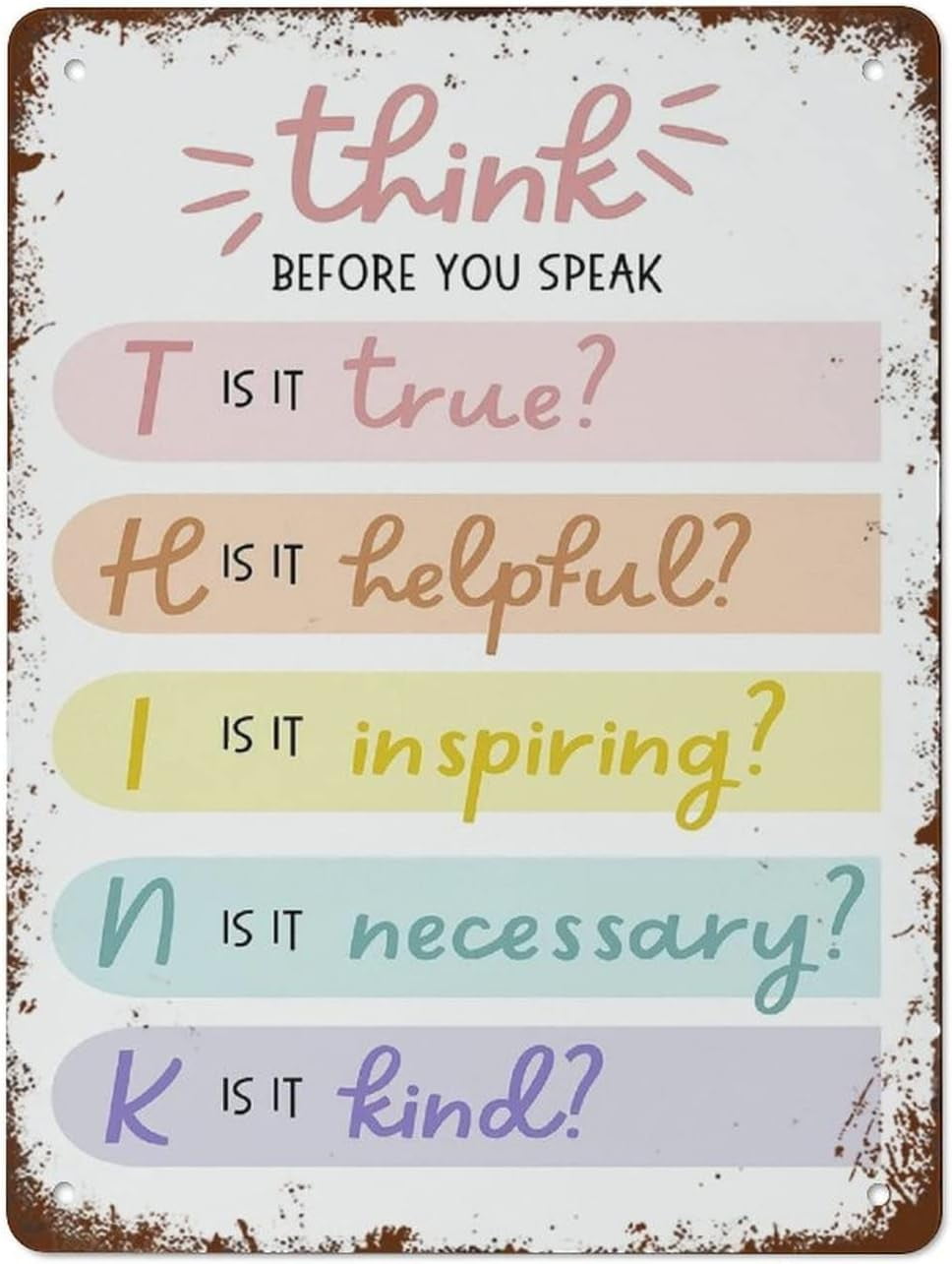 Tin Sign 8x5.5 Inch Decor Think Before You Speak Poster Emotional ...