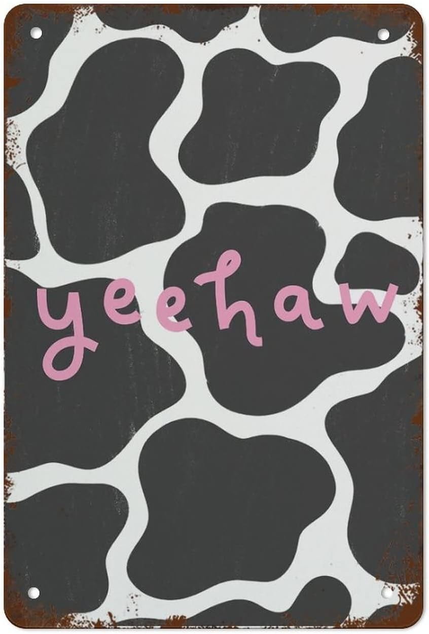 Tin Sign 8x5.5 Inch Funny Country Cow Print Cowgirl Cowboy Gift Wall ...