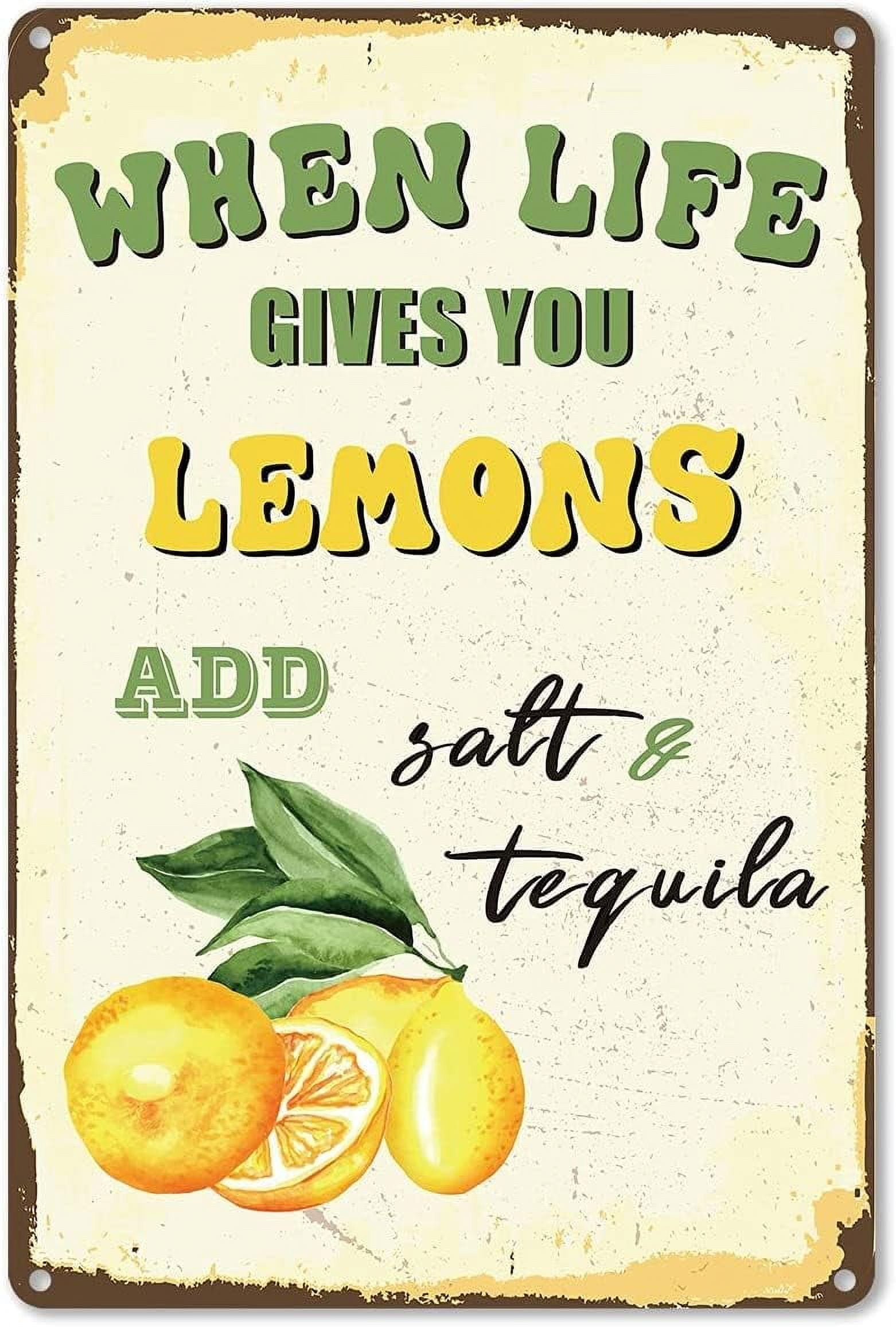 Tin Sign 8x5.5 Inch Funny Quote Lemon Tin Signs Wall Decor Vintage When ...