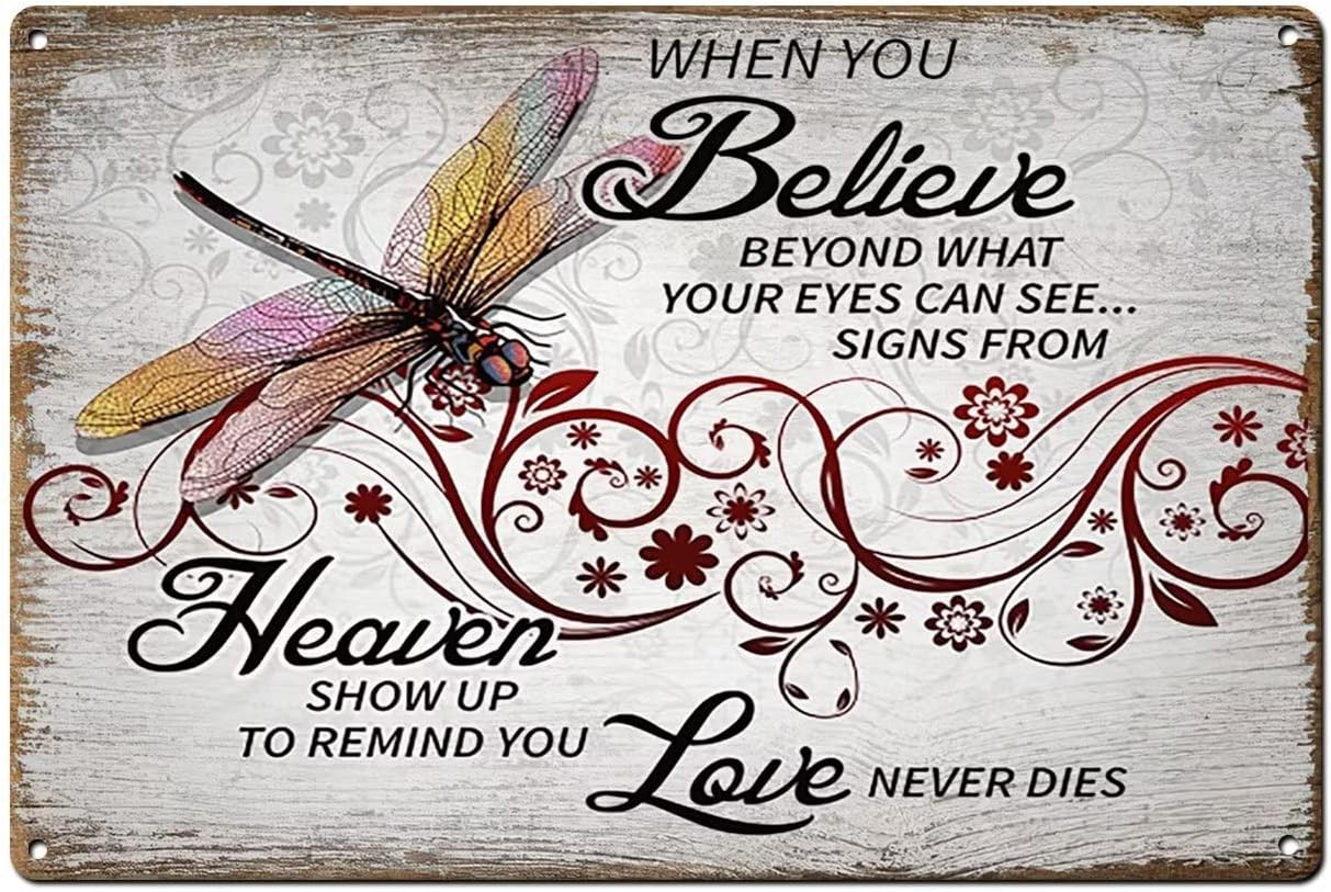 Tin Sign 8x5.5 Inch Funny Retro Metal Tin Sign Dragonfly When You ...