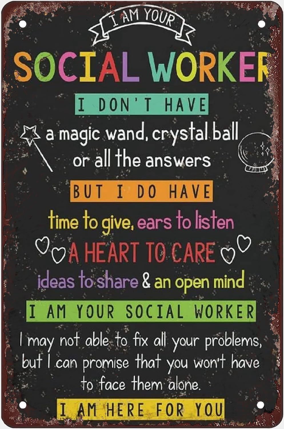 Tin Sign 8x5.5 Inch I Am Your School Social Worker Sign Social Worker ...