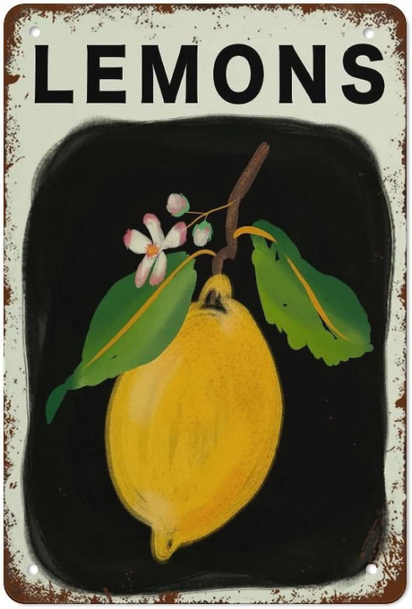 Tin Sign 8x5.5 Inch Lemons Art Tin Signs Citrus Fruit Wall Art Print ...