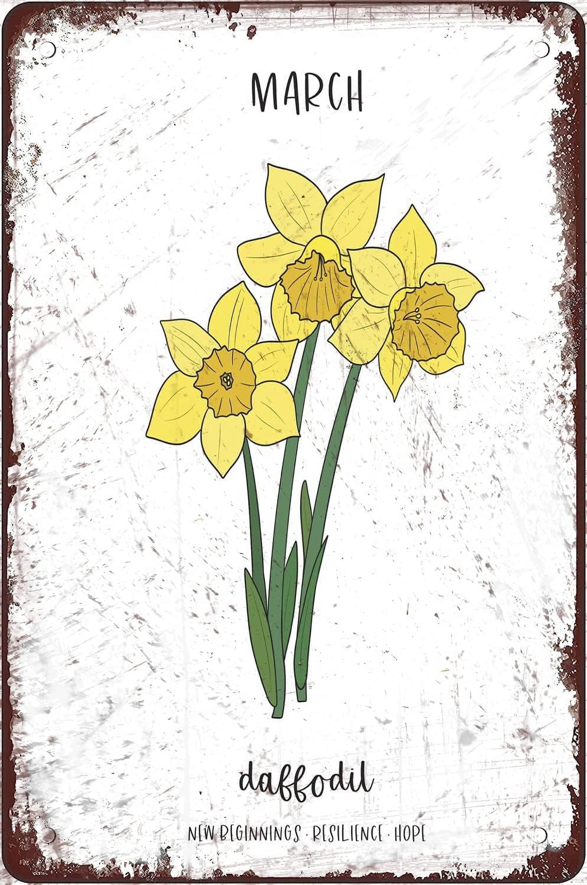 Tin Sign 8x5.5 Inch March Birth Flower Daffodil Tin Sign Easter Poster ...