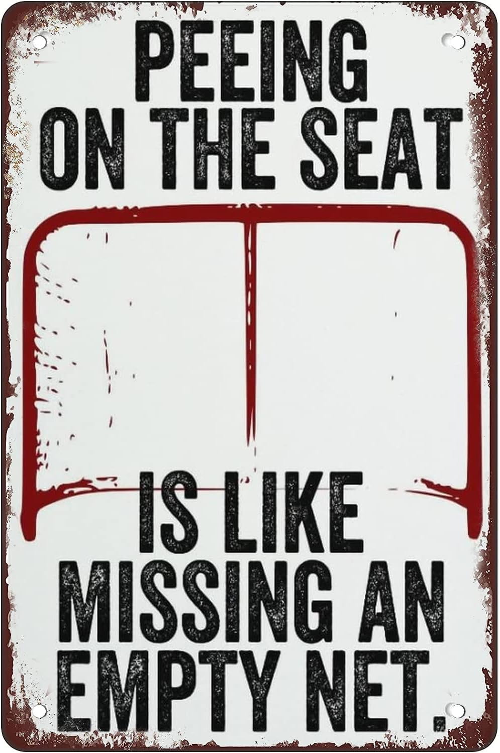 Tin Sign 8x5.5 Inch Peeing On The Seat Metal Tin Sign Funny Novelty ...