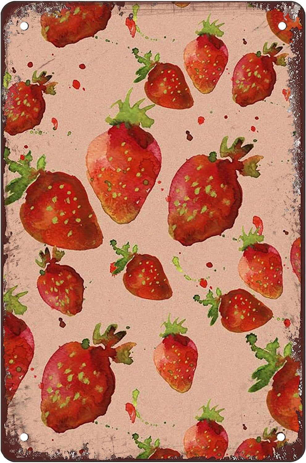 Tin Sign 8x5.5 Inch Red Strawberry Art Retro Vintage Metal Tin Sign ...
