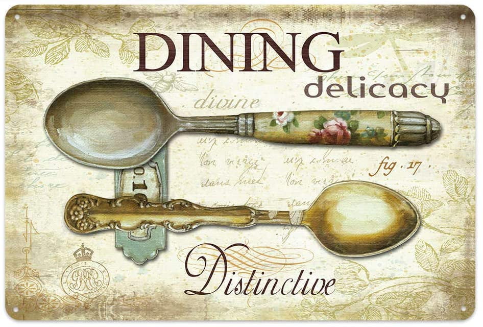 Tin Sign 8x5.5 Inch Retro Metal Tin Sign Dining Tin Metal Signs Wall ...