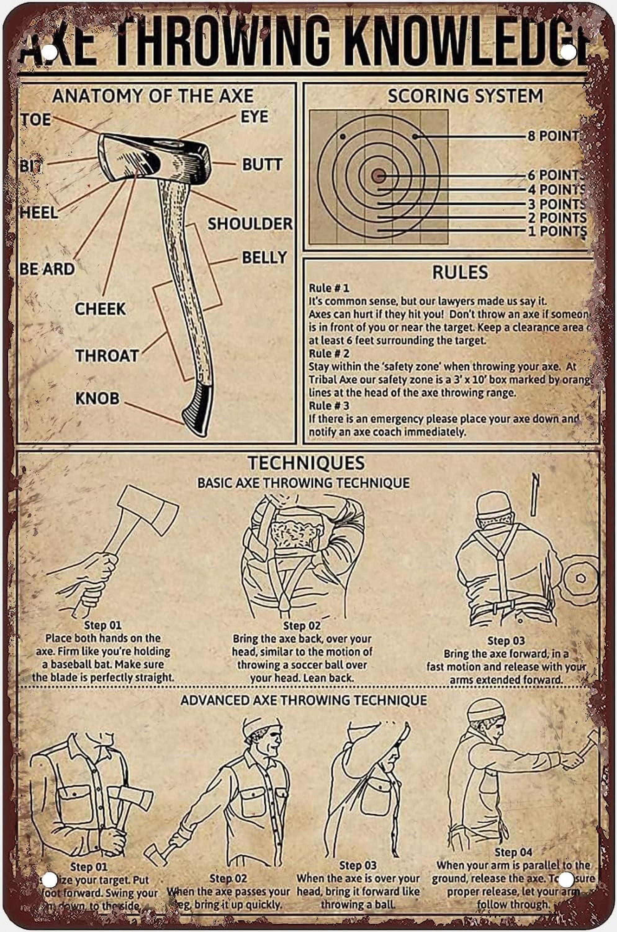 Tin Sign 8x5.5 Inch Retro Metal Tin Signaxe Throwing Knowledge Metal ...