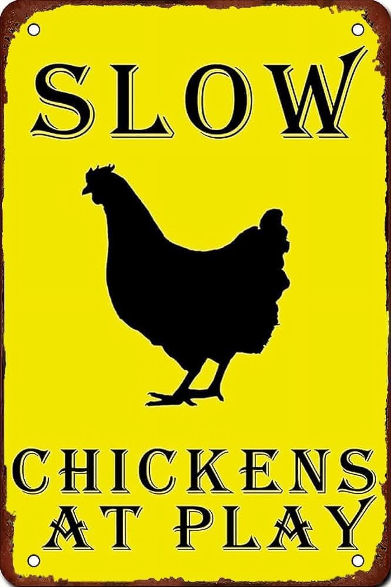 Tin Sign 8x5.5 Inch Slow Chicken Playing Vintage Tin Signs Retro Poster ...