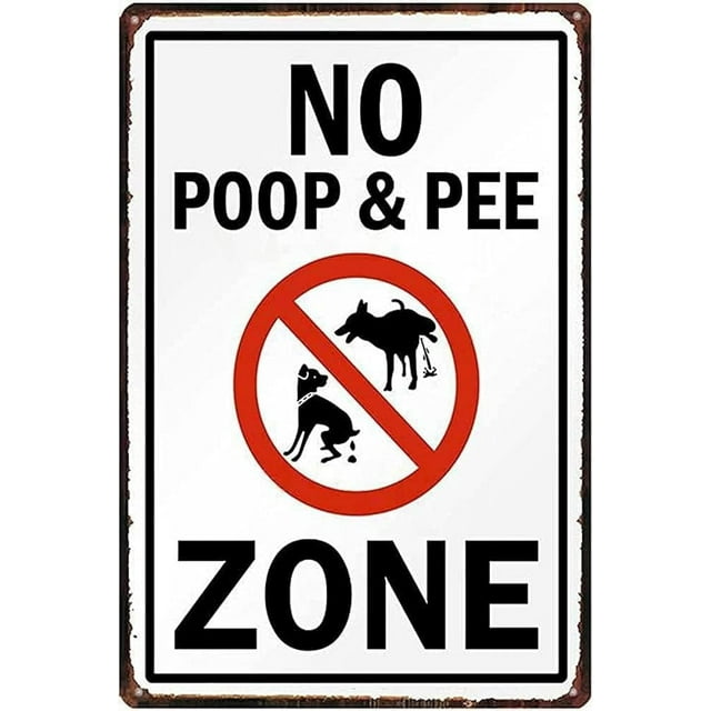 Tin Sign Art No Poop & Pee Zone Metal Signs for Room Decor Waterproof ...