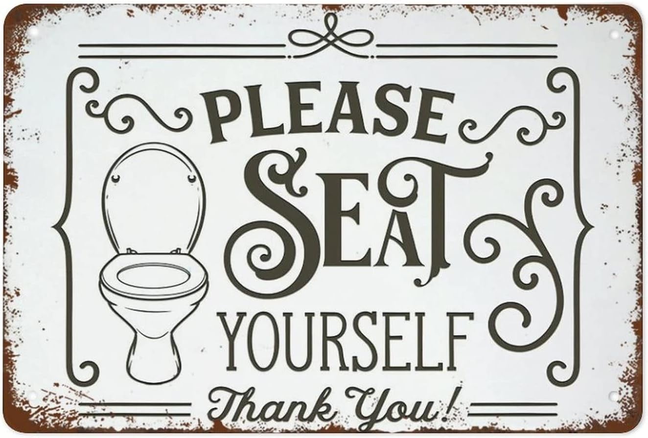 Tin Sign Art Please Seat Yourself Thank You Bathroom Potty Humor Toilet ...
