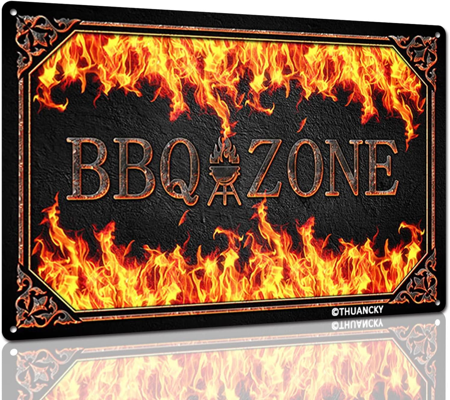 Tin Sign BBQ Zone Backyard BBQ Sign Decorations for Bar Patio Porch ...
