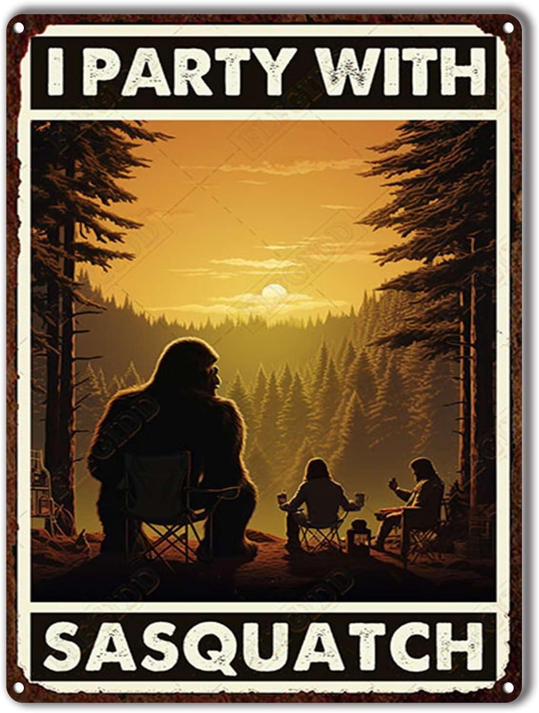 Tin Sign Bar Camping And Bigfoot I Metal Tin Sign 8x12 Inches - Walmart.com