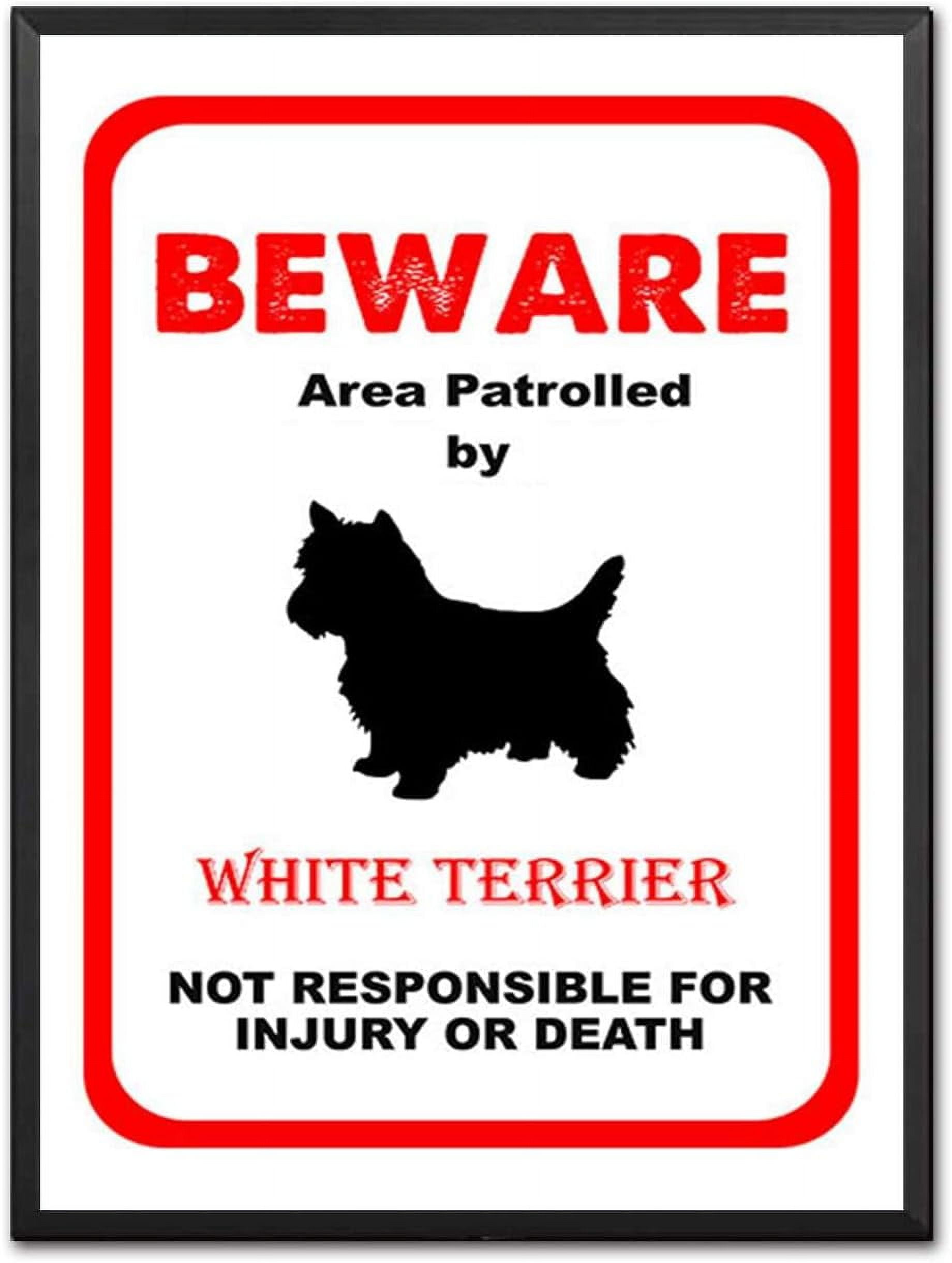 Tin Sign Beware Area Patrolled by Boston Terrier Dog Notice Safety Tin ...