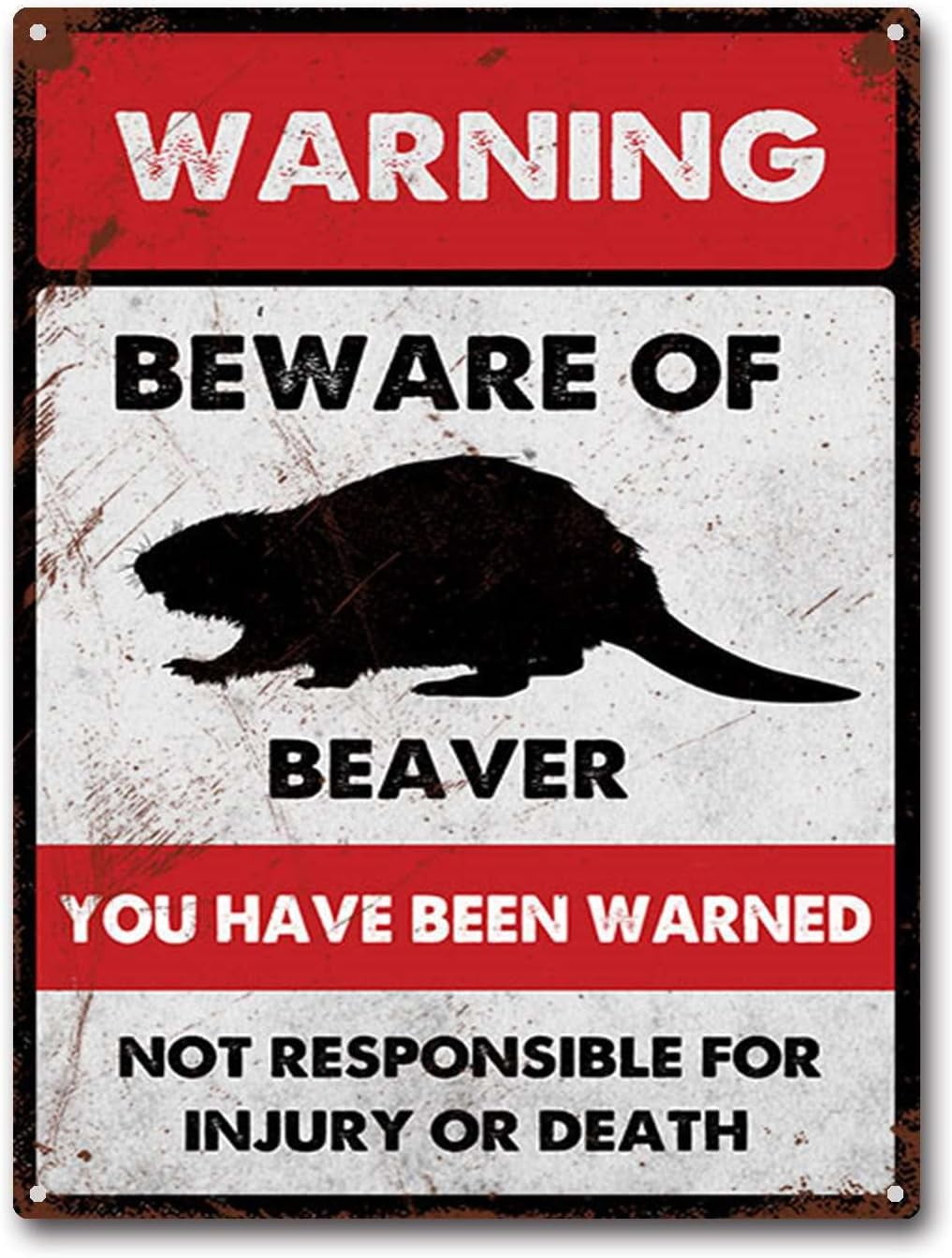 Tin Sign Beware of Beaver Tin Sign Vintage Decor Metal Sign Wall Art ...