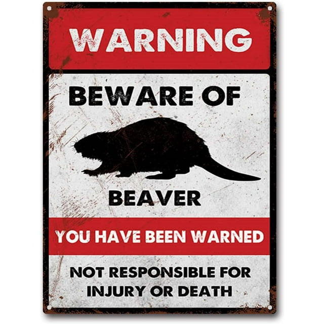 Tin Sign Beware of Beaver Tin Sign Vintage Decor Metal Sign Wall Art ...