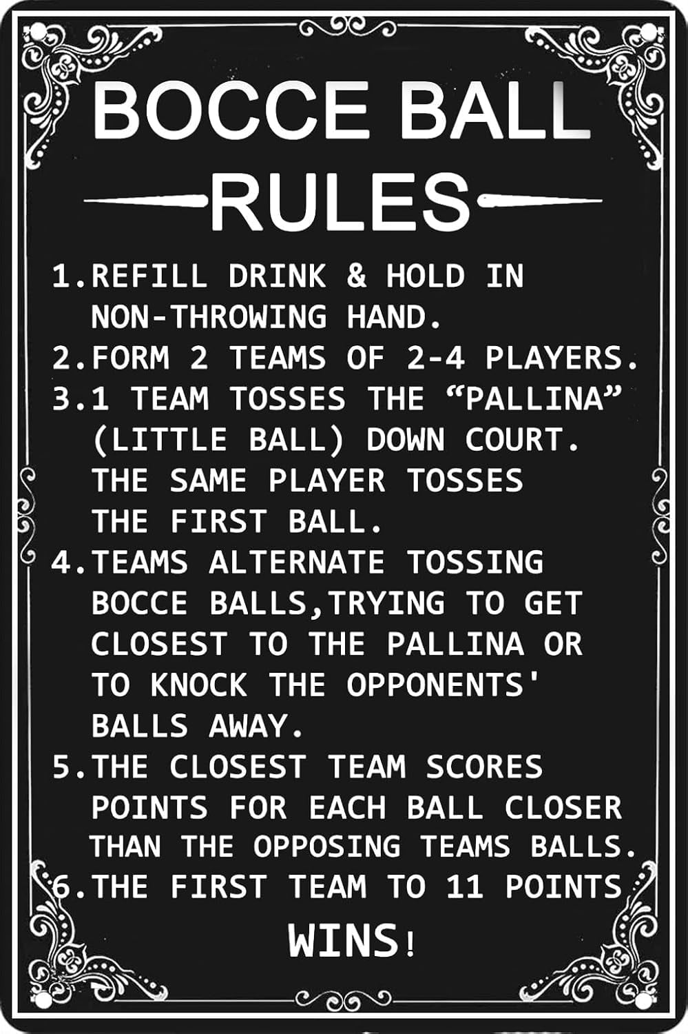 Tin Sign-Bocce Ball Rules Funny Tin Sign - Scoring Rules Decor for Home ...