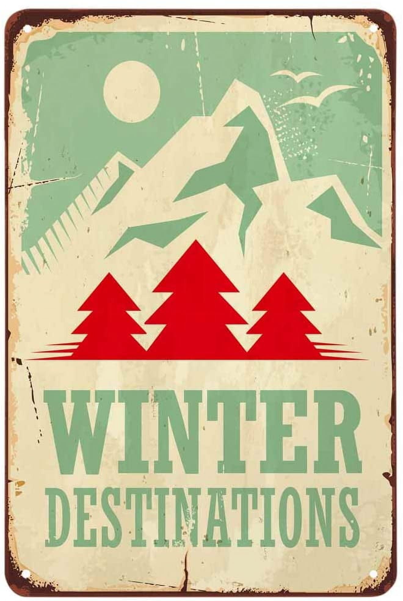 Tin Sign,Camping Winter Destinations Vintage Metal Tin Signs for Cafes ...