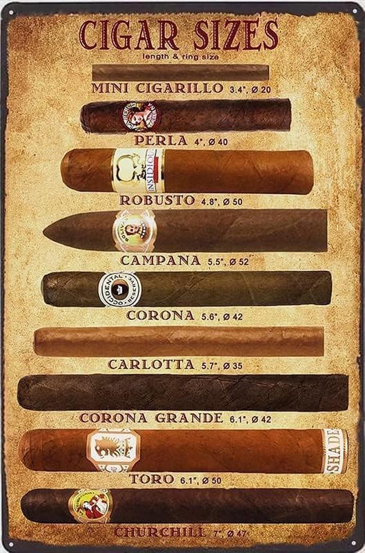 Tin Sign Cigar Sizes Sign,Wall Decor Art Sign Funny Decor Bar Pub Cafe ...