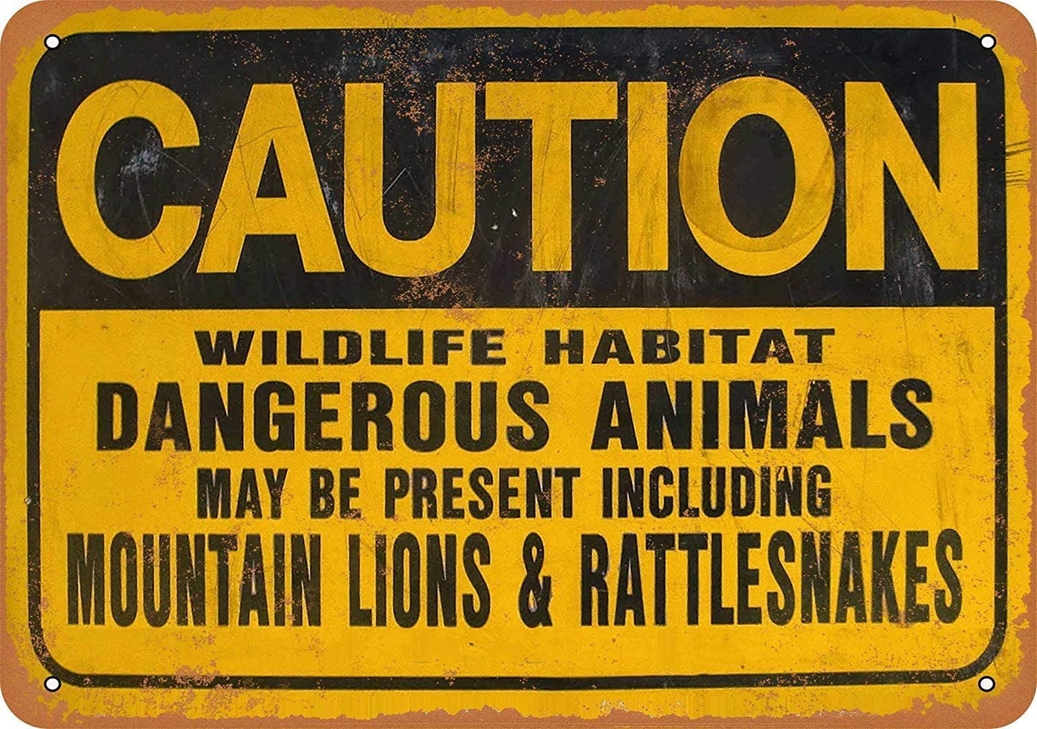 Tin Sign Decoration Caution Mountain Lions & Rattlesnakes Indoor and ...