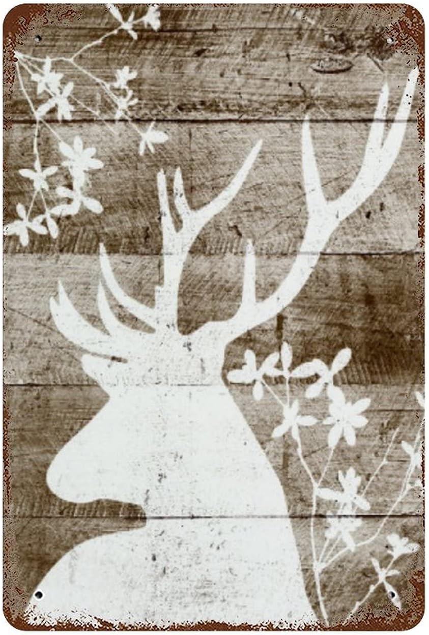 Tin Sign Deer Silhouette Tin Sign Poster Home Bar Plate Wall Decor Wood ...