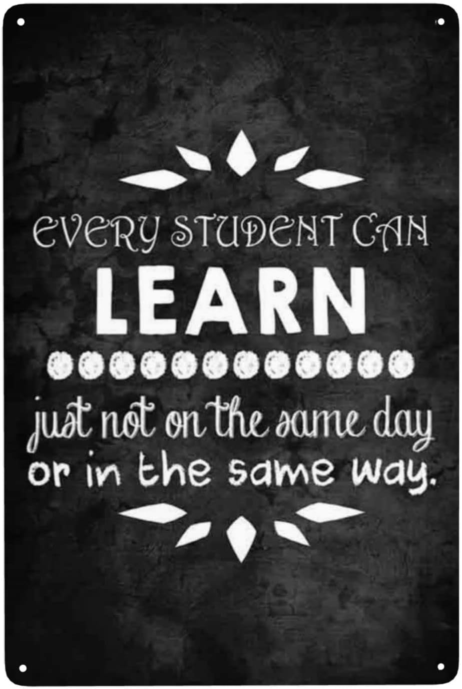 Tin Sign Every Student Can Learn Classroom Decor Student Art Teacher ...