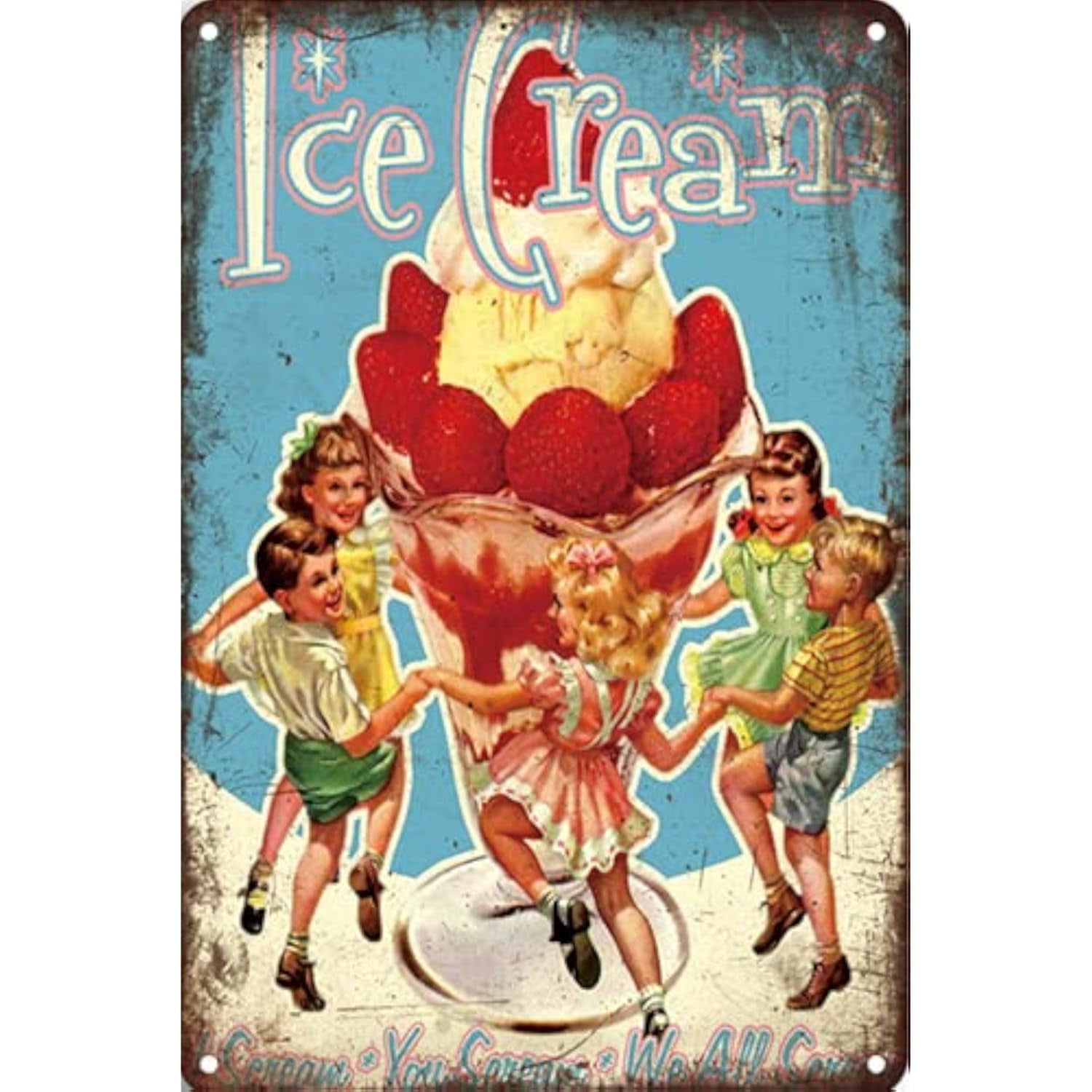 Tin Sign Fast Food Shop Ice Cream Vintage Metal Sign, Metal Wall Signs ...