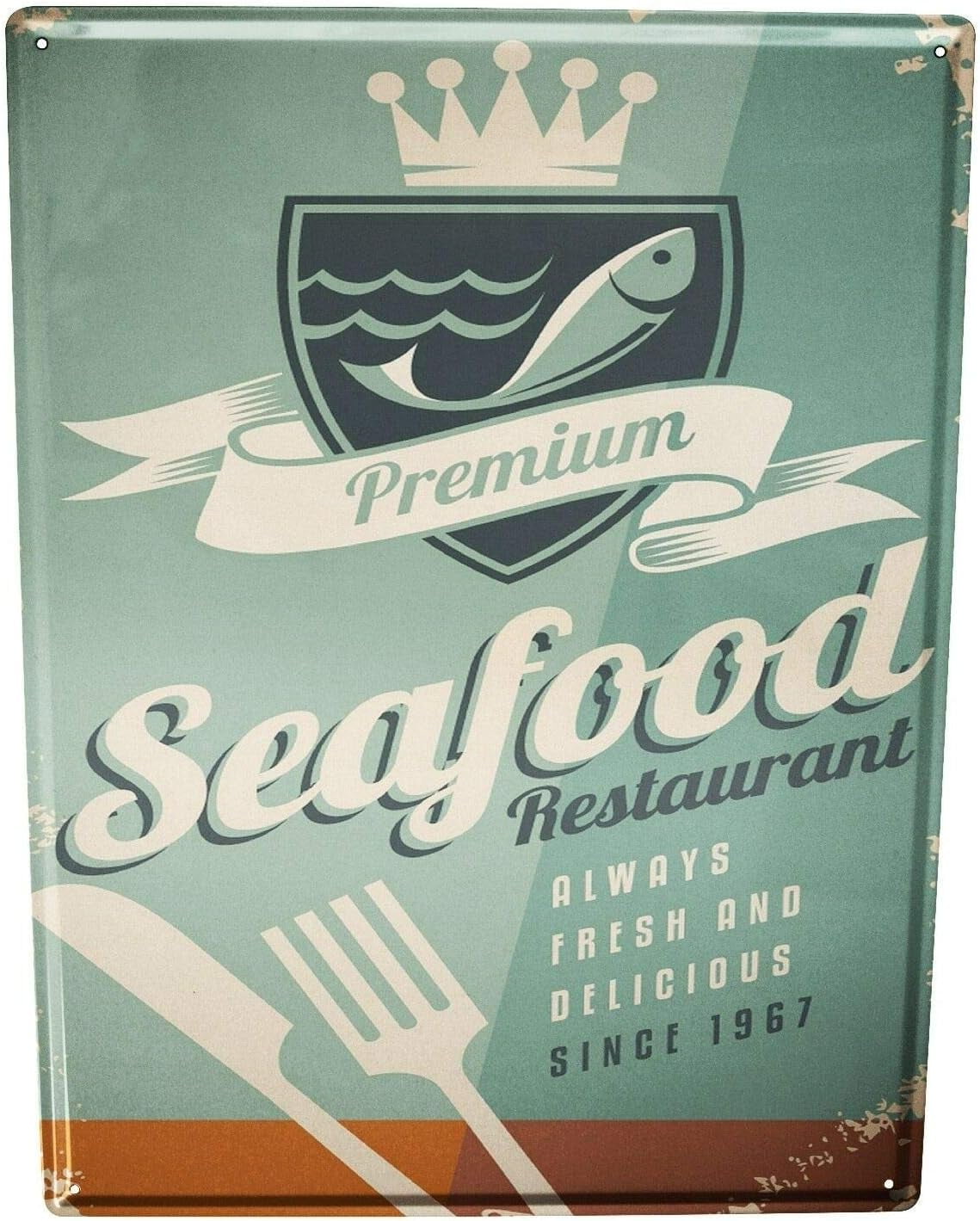Tin Sign Food Restaurant Seafood Metal Sign 8x6 Inches - Walmart.com