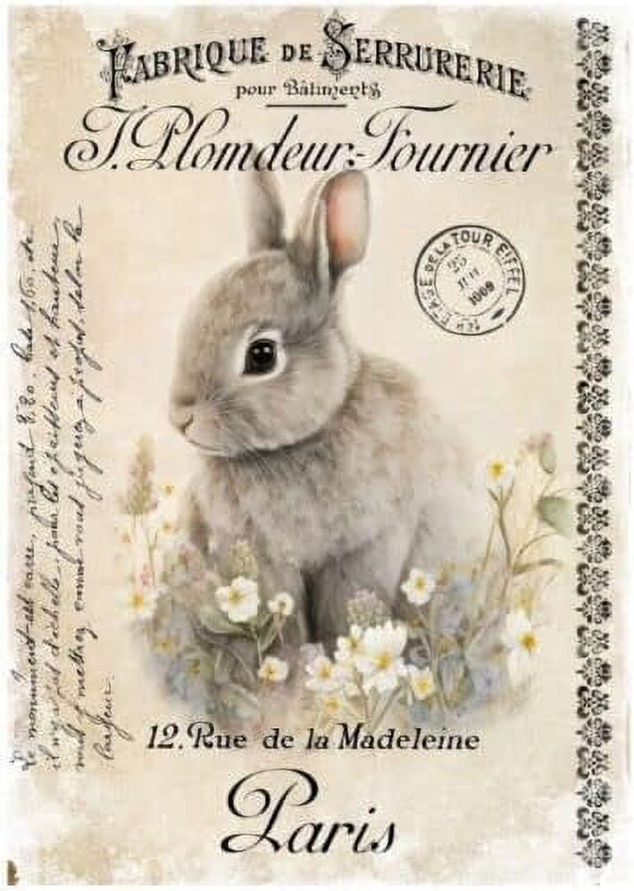 Tin Sign French Country Easter Decorations Easter Rabbit Metal Tin ...