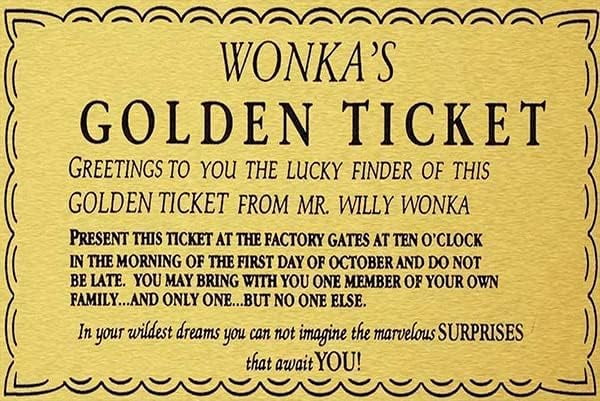 Tin Sign Golden Ticket Charlie Chocolate Factory That Await You Metal ...
