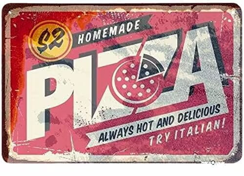 Tin Sign Homemade Pizza S,Vintage Metal for Men Women,Wall Decor for Bars,Restaurants,cafes Pubs ...