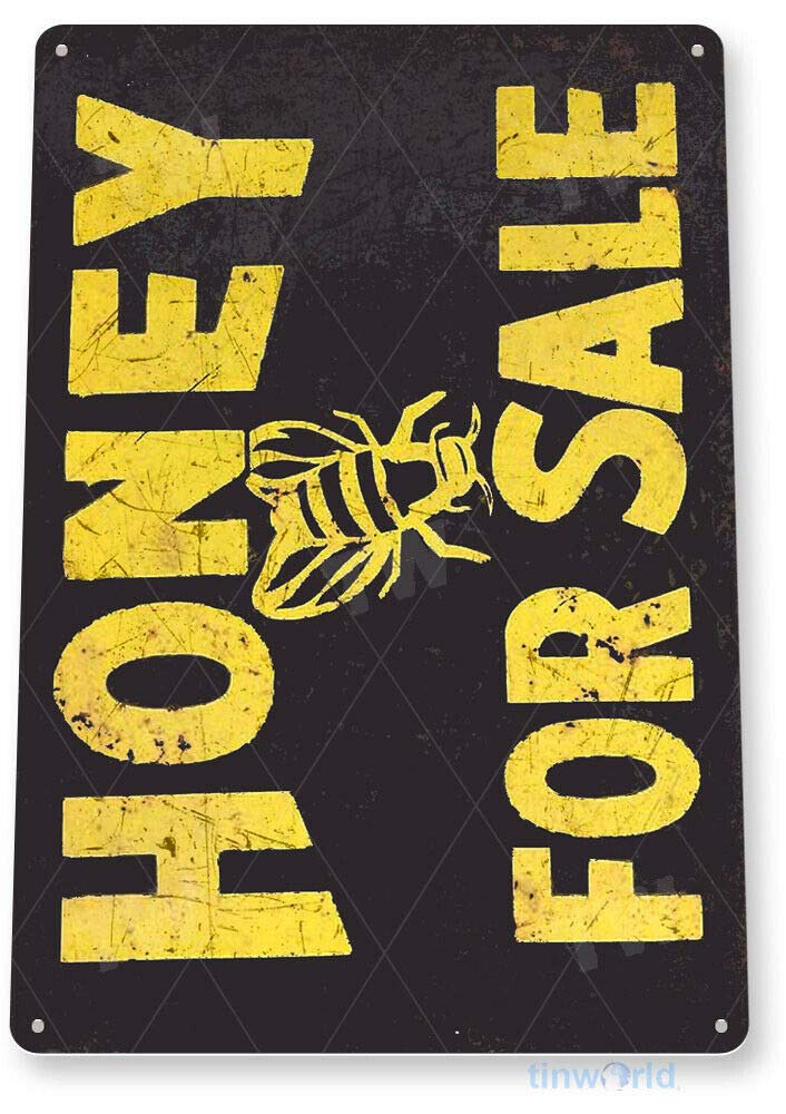 Tin Sign Honey for Sale Tin Metal Sign 8 X 12 Inch Bees Kitchen Farm ...