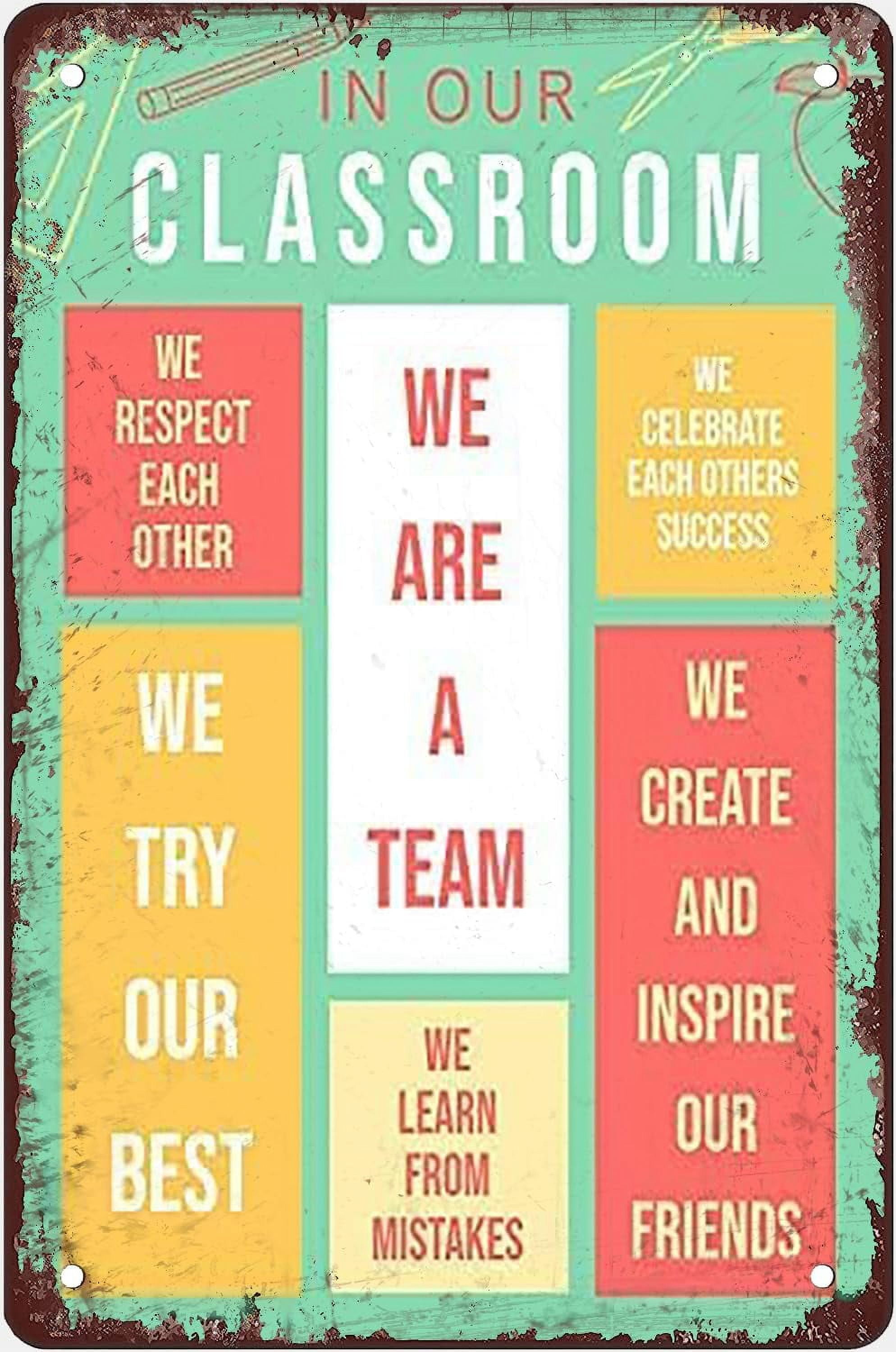Tin Sign In Our Classroom Vintage Classroom Decor We Are A Team Tin ...