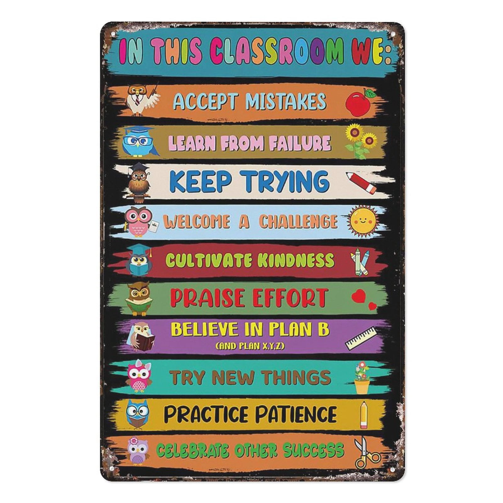 Tin Sign Metal Back To School - In This Classroom, We Accept Mistakes ...
