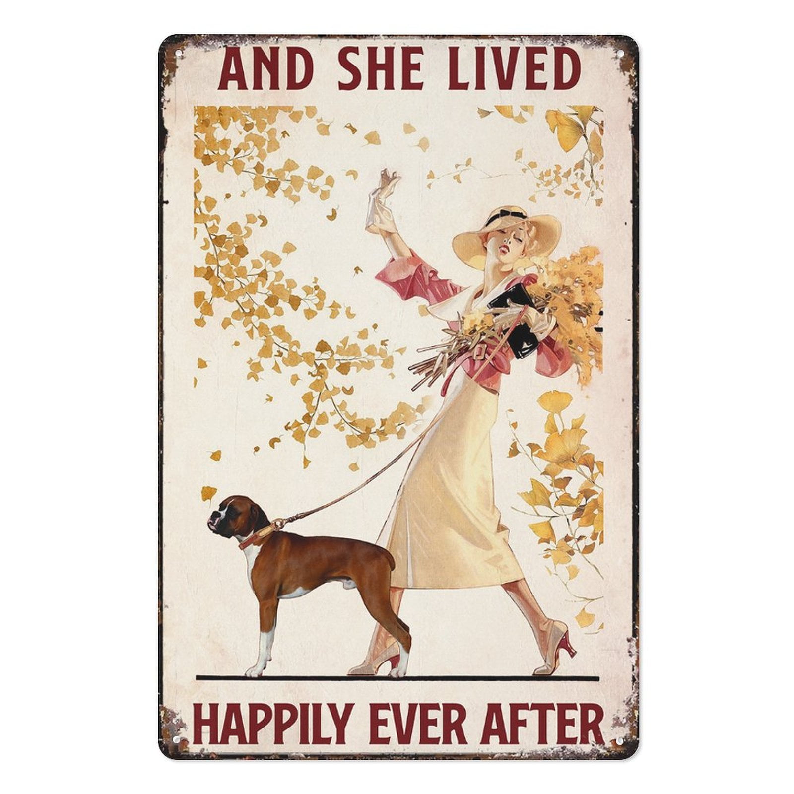 Tin Sign Metal Boxer - And She Lived Happily Ever After Dog Lovers ...